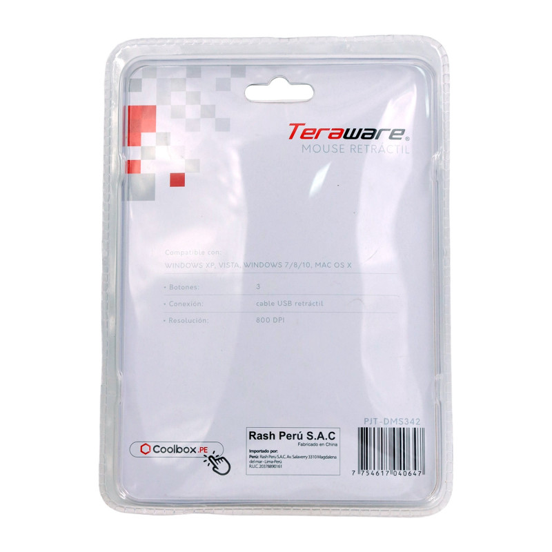 Micro mouse RadioShack Teraware cable retráctil